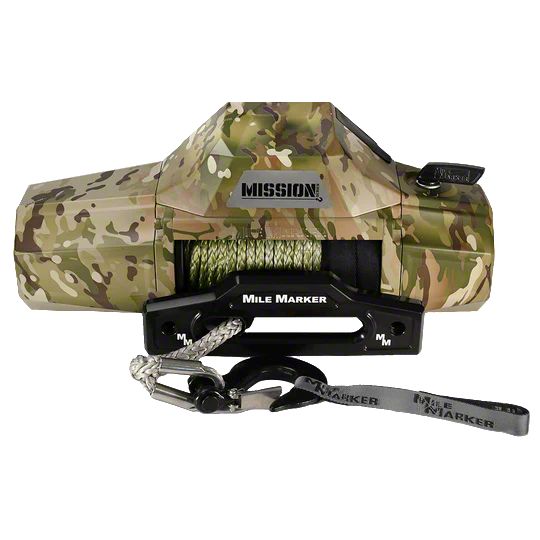 Mile Marker Frontier 10,000 lb. Mission Winch with Black Synthetic Rope ...