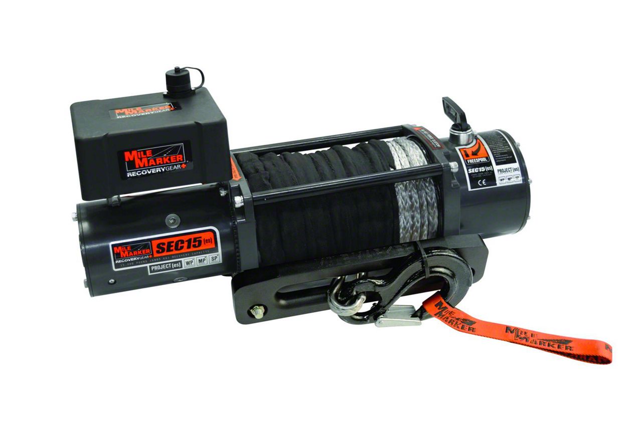 Mile Marker Jeep Gladiator SEC15 15,000 lb. Winch with Synthetic Rope ...