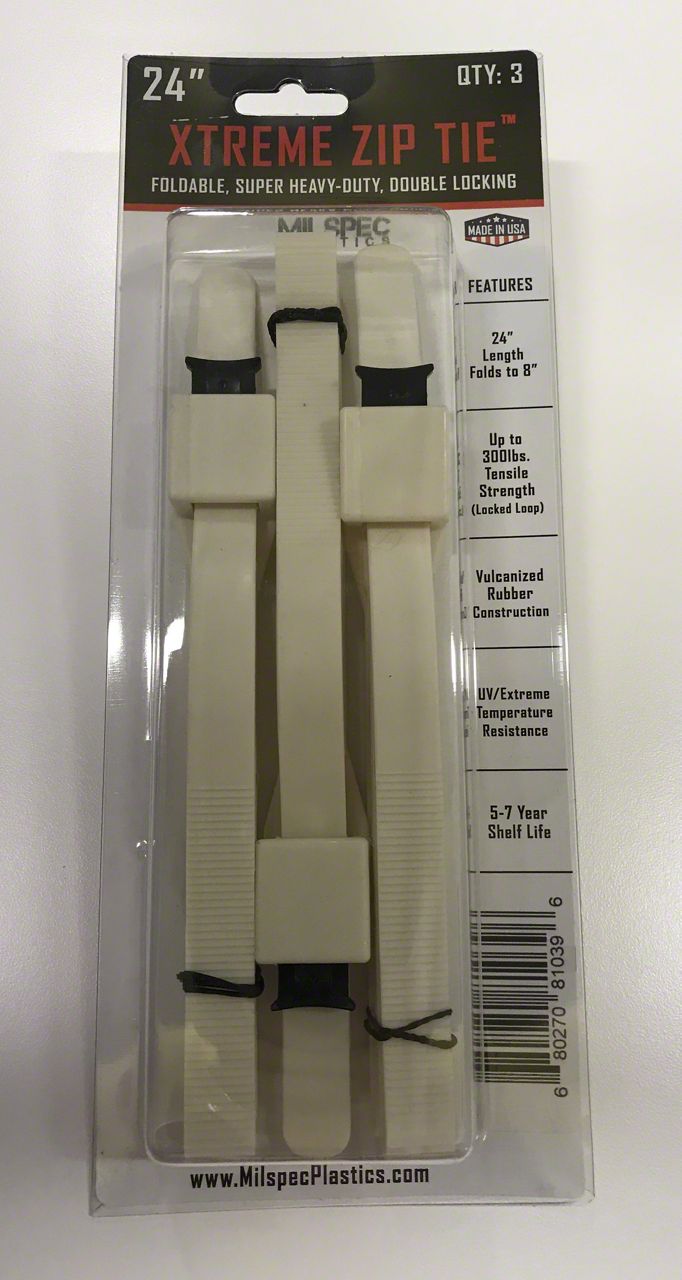 Milspec Plastics Universal XT Xtreme Zip Ties; 24-Inch; White; 3-Pack ...
