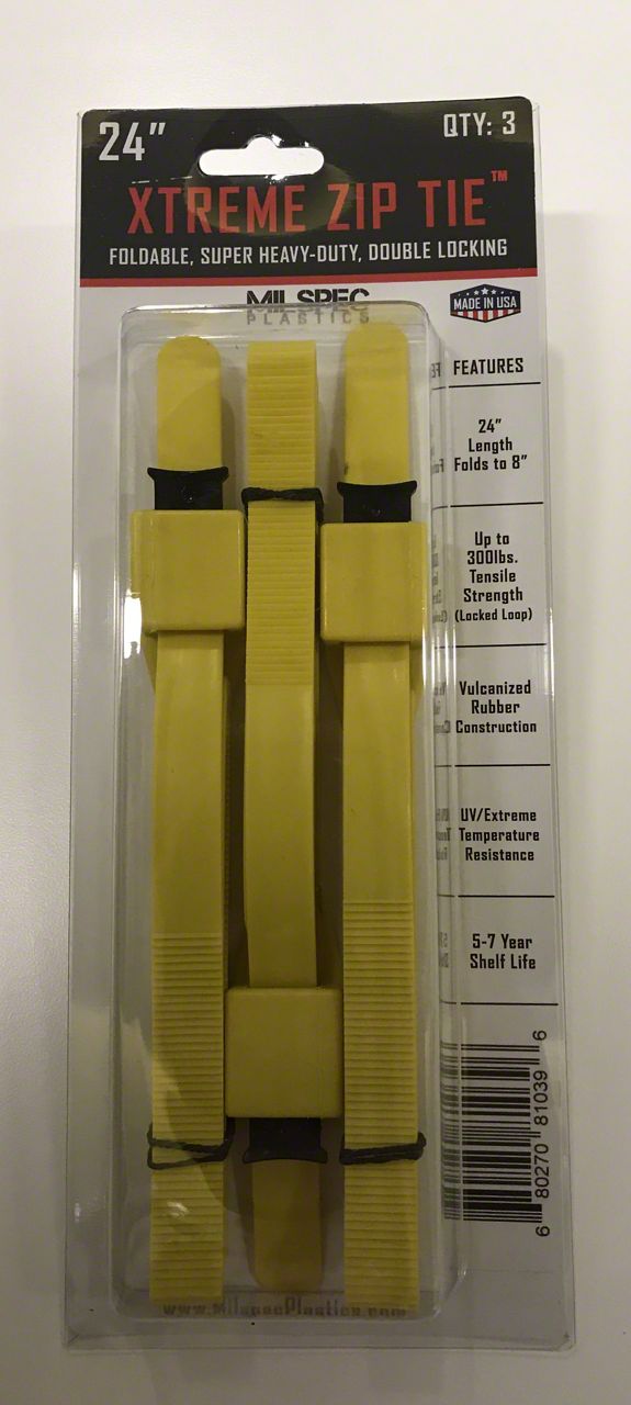 Milspec Plastics Universal XT Xtreme Zip Ties; 24-Inch; Yellow; 3-Pack ...