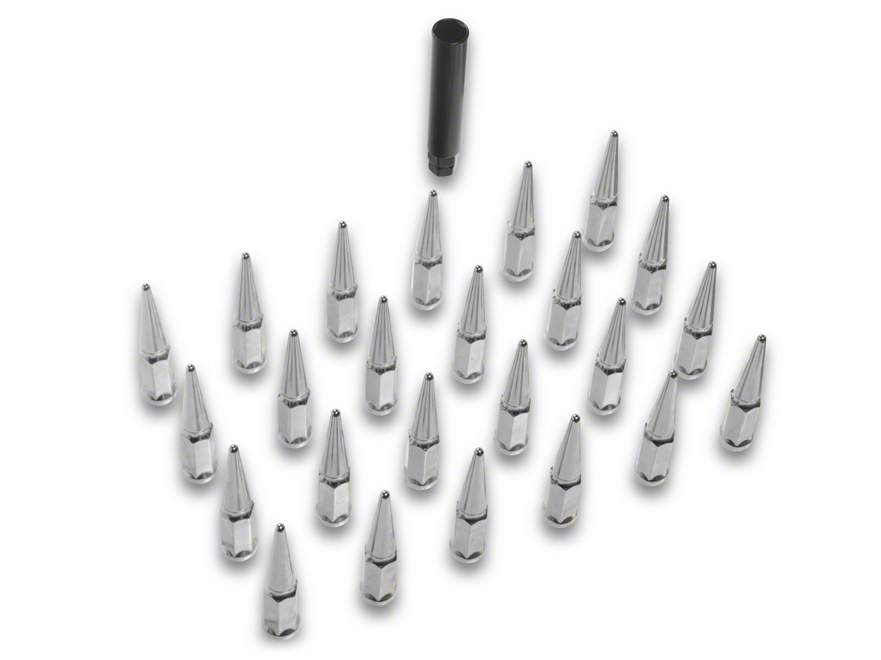 Mishimoto Tundra Chrome Steel Spiked Lug Nuts; M14 x 1.5; Set of 24 MMLG-SP1415-24CH (22-25 ...