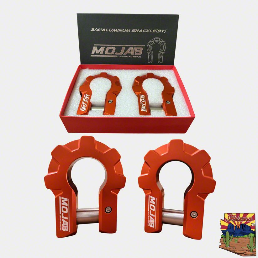 Mojab Offroad Jeep Gladiator 3/4-Inch Extreme Duty Aluminum Shackle Set; Orange EDAS-O - Free ...