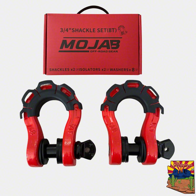 Mojab Offroad Tacoma 3/4-Inch Heavy Duty Steel Shackle Set; Red HDSS-R ...