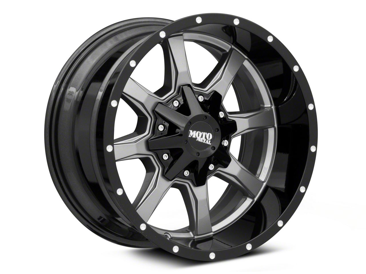 Moto Metal Titan MO970 Gloss Gray with Gloss Black Lip 6-Lug Wheel ...