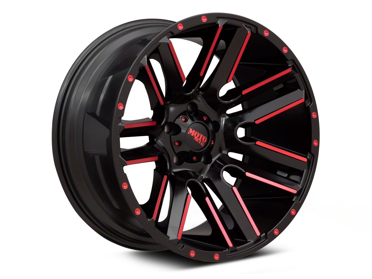 Moto Metal Tundra Razor Satin Black Machined with Red Tint 5-Lug Wheel ...