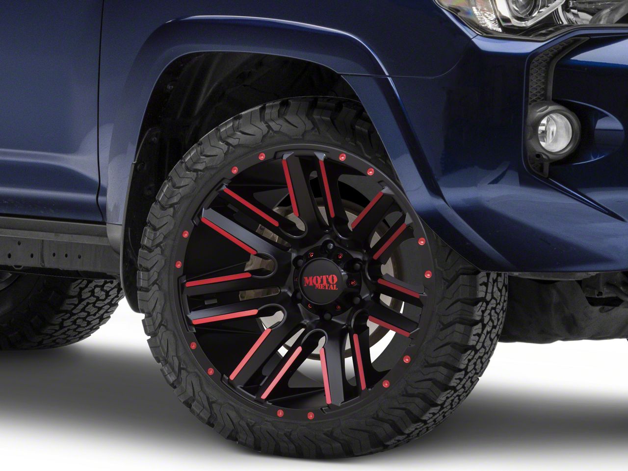 Moto Metal Toyota 4-Runner Razor Satin Black Machined Red Tint 6-Lug ...