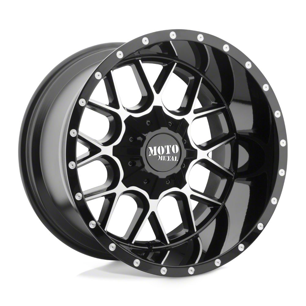 Moto Metal Frontier Siege Gloss Black Machined 6-Lug Wheel; 20x9; 18mm ...