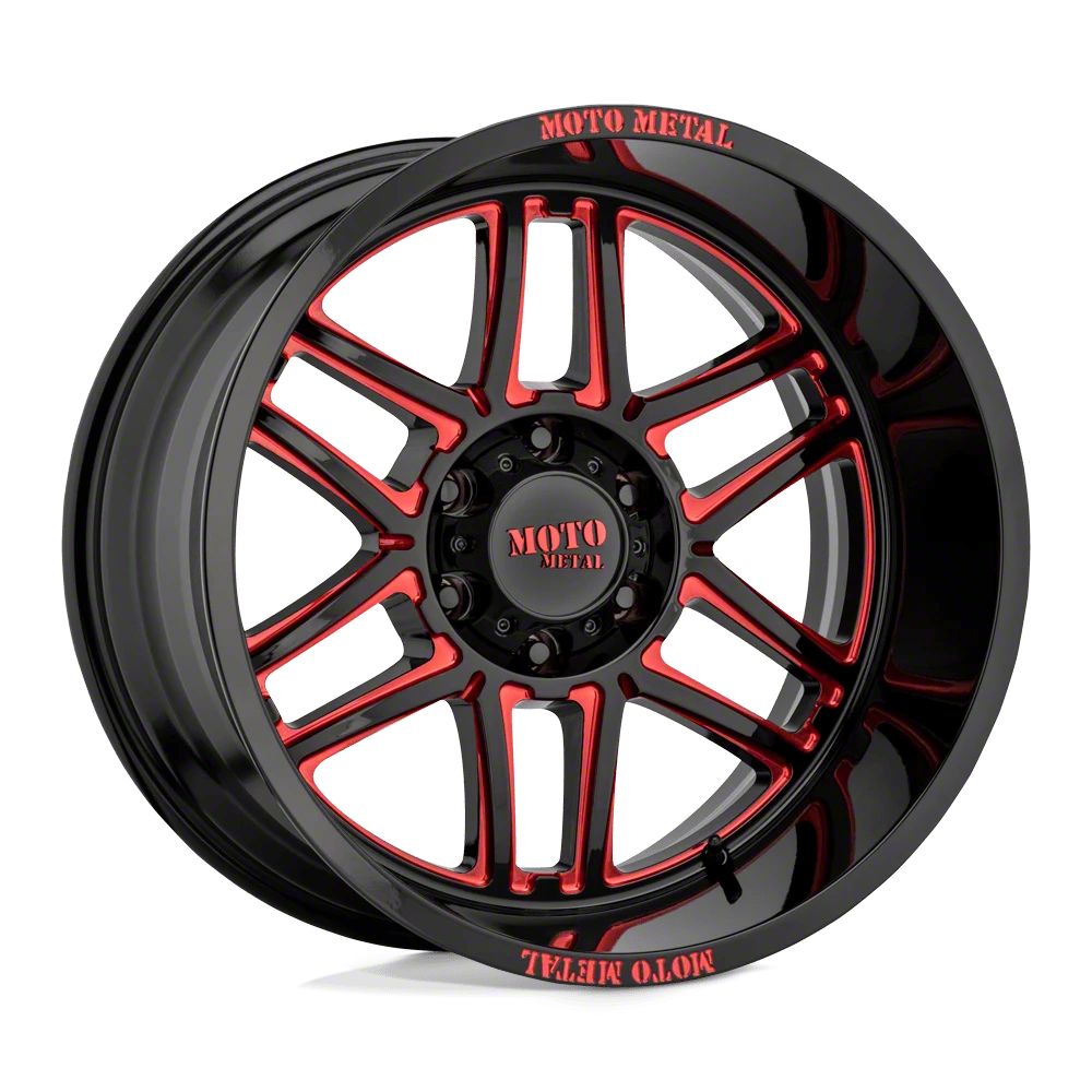 Moto Metal Jeep Wrangler Folsom Gloss Black Milled with Red Tint Wheel ...