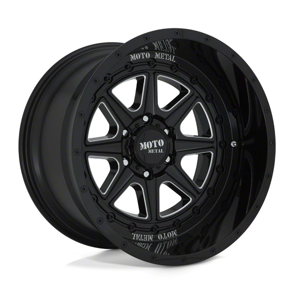Moto Metal Jeep Wrangler Phantom Gloss Black Milled Wheel; 22x12 ...