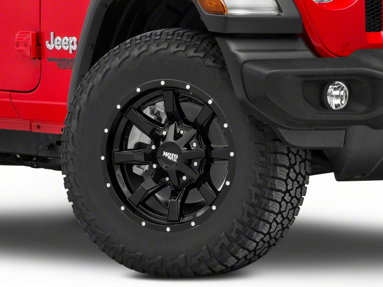 Moto Metal Jeep Wrangler MO970 Gloss Black with Milled Lip Wheel; 18x10 ...