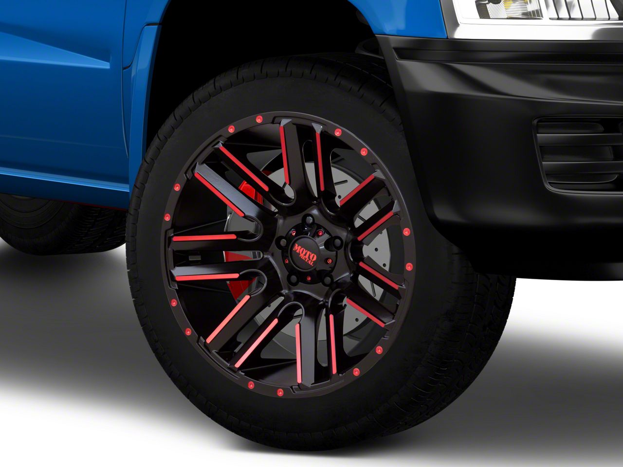 Moto Metal Jeep Wrangler Razor Satin Black Machined with Red Tint Wheel ...