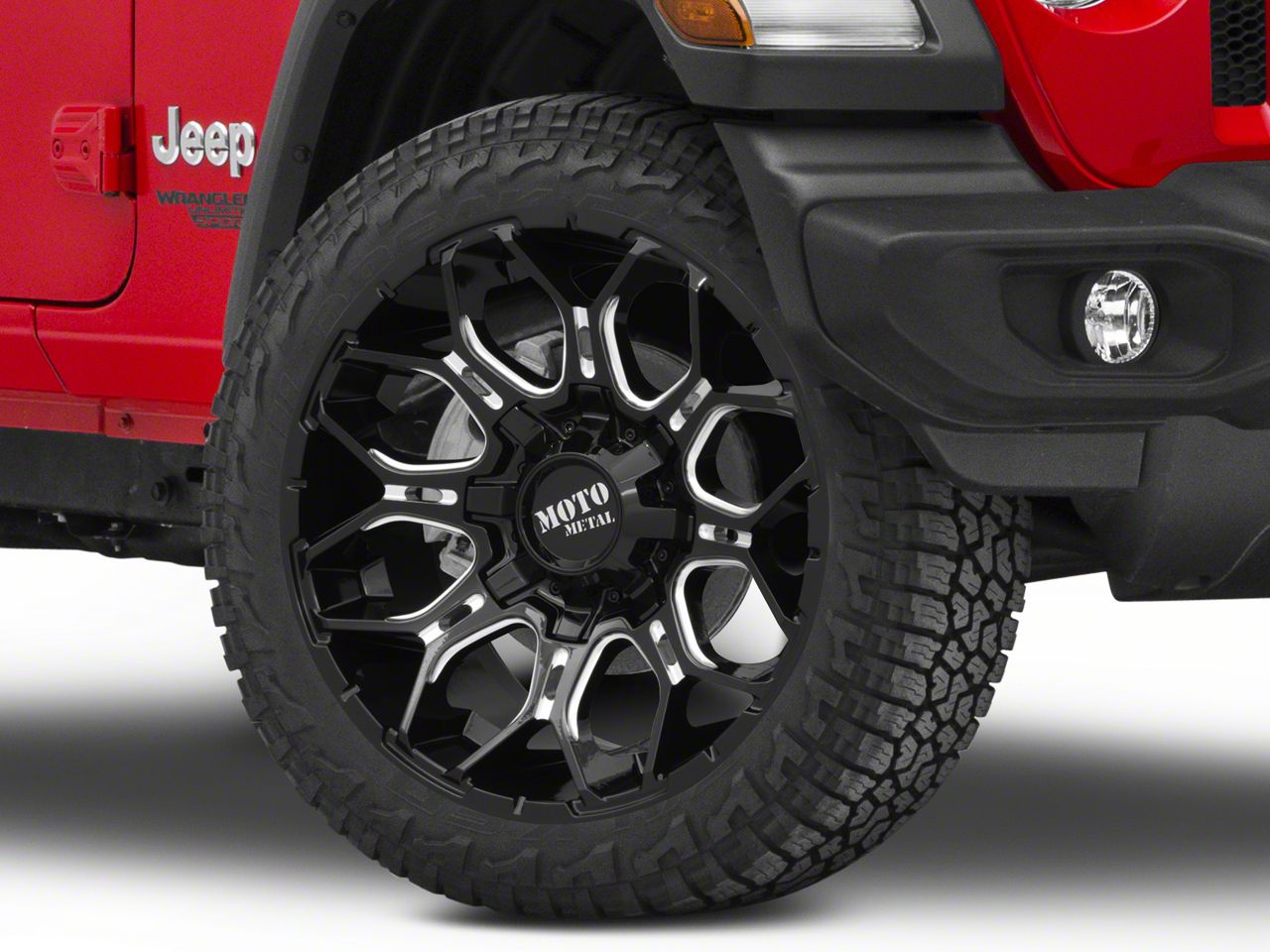 Moto Metal Jeep Wrangler Sniper Gloss Black Milled Wheel; 22x12; -44mm ...