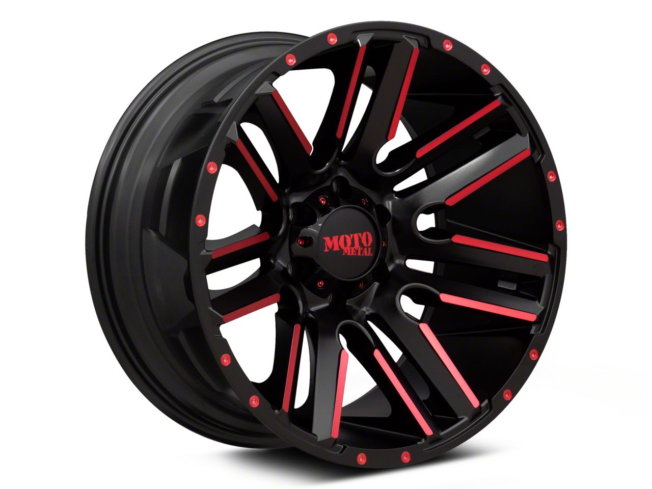Moto Metal Titan XD Razor Satin Black Machined Red Tint 6-Lug Wheel ...