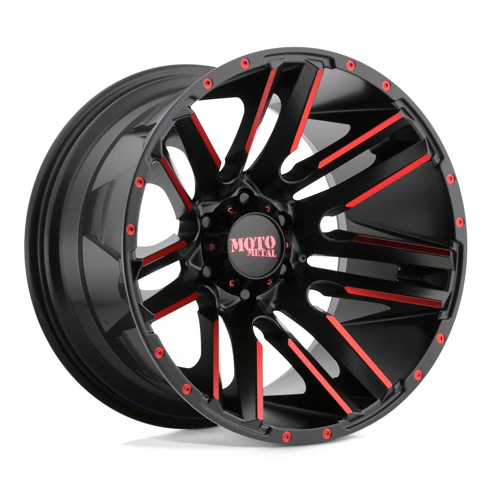 Moto Metal Tundra Razor Satin Black Machined with Red Tint 6-Lug Wheel ...