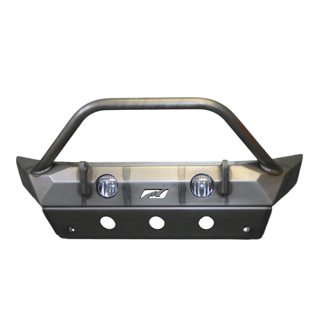 Motobilt Jeep Wrangler Hammer Stubby Front Bumper with Bull Bar, Fog ...