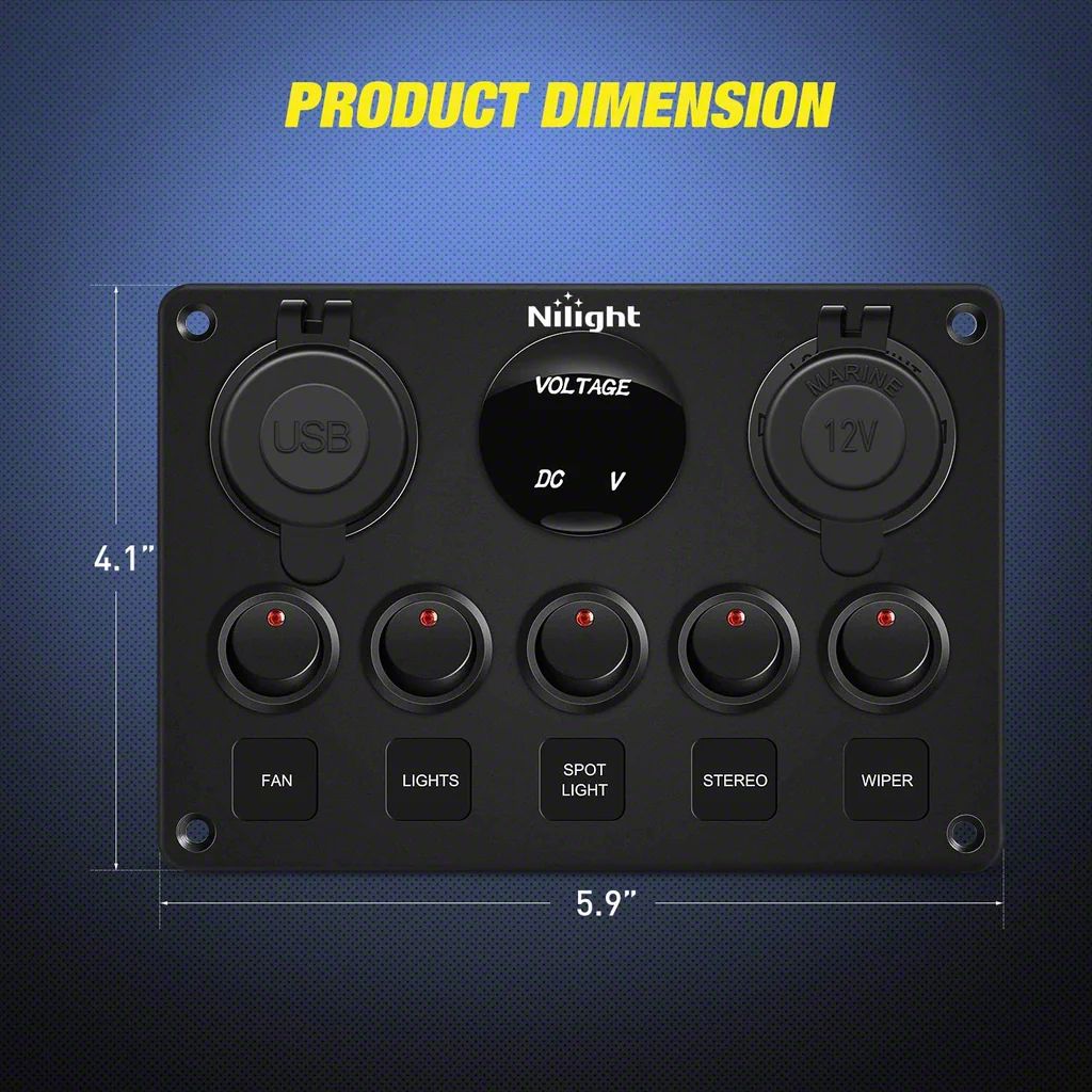 Toyota 4-Runner 5-Gang Multi-Function Rocker Switch Panel; Red LED ...