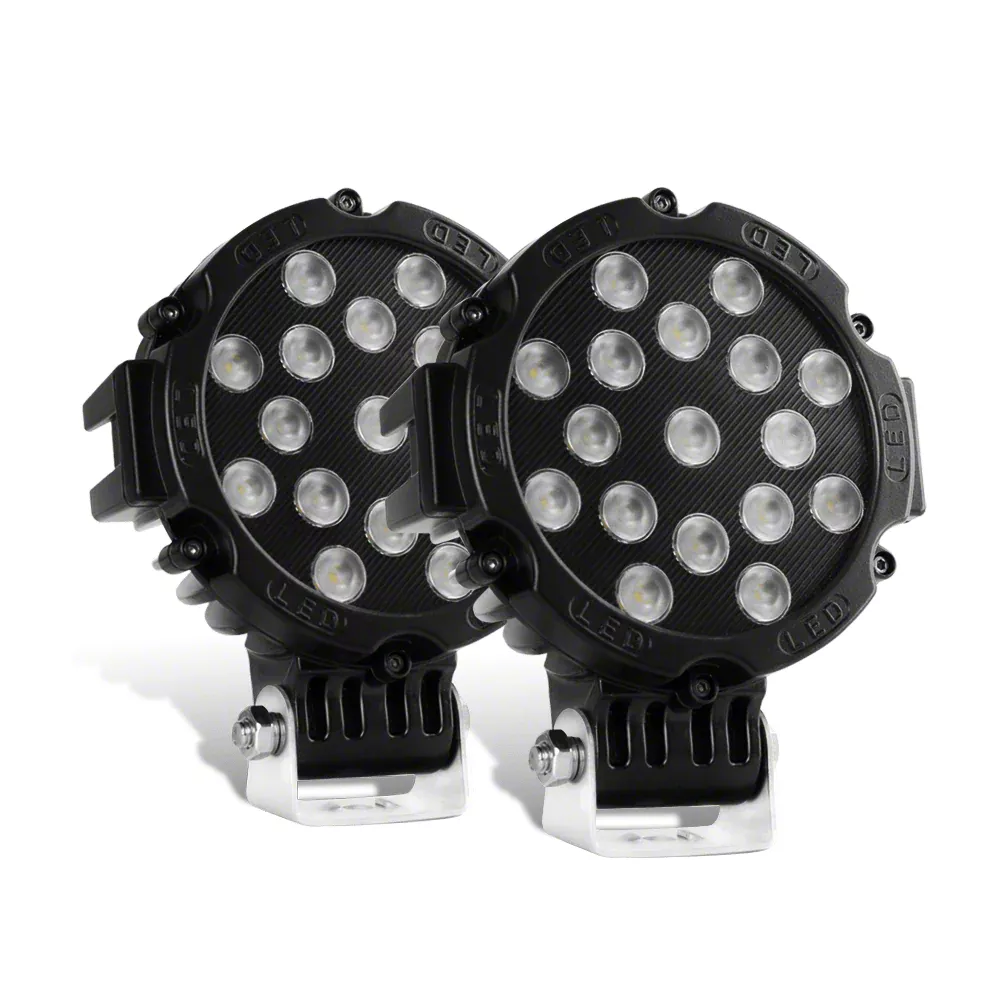 Frontier 7-Inch Black Round LED Work Lights; Flood Beam (Universal ...
