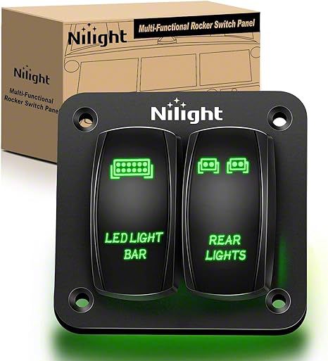 Jeep Gladiator 2-Gang Aluminum Rocker Switch Panel with LED Light Bar ...