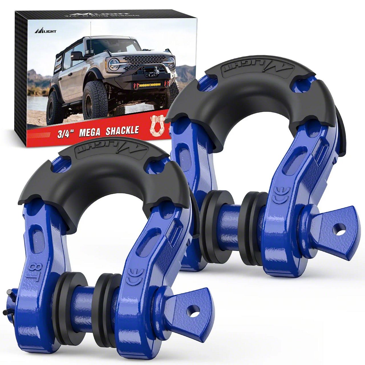 Jeep Gladiator 3/4-Inch Mega D-Rings; Blue - Free Shipping