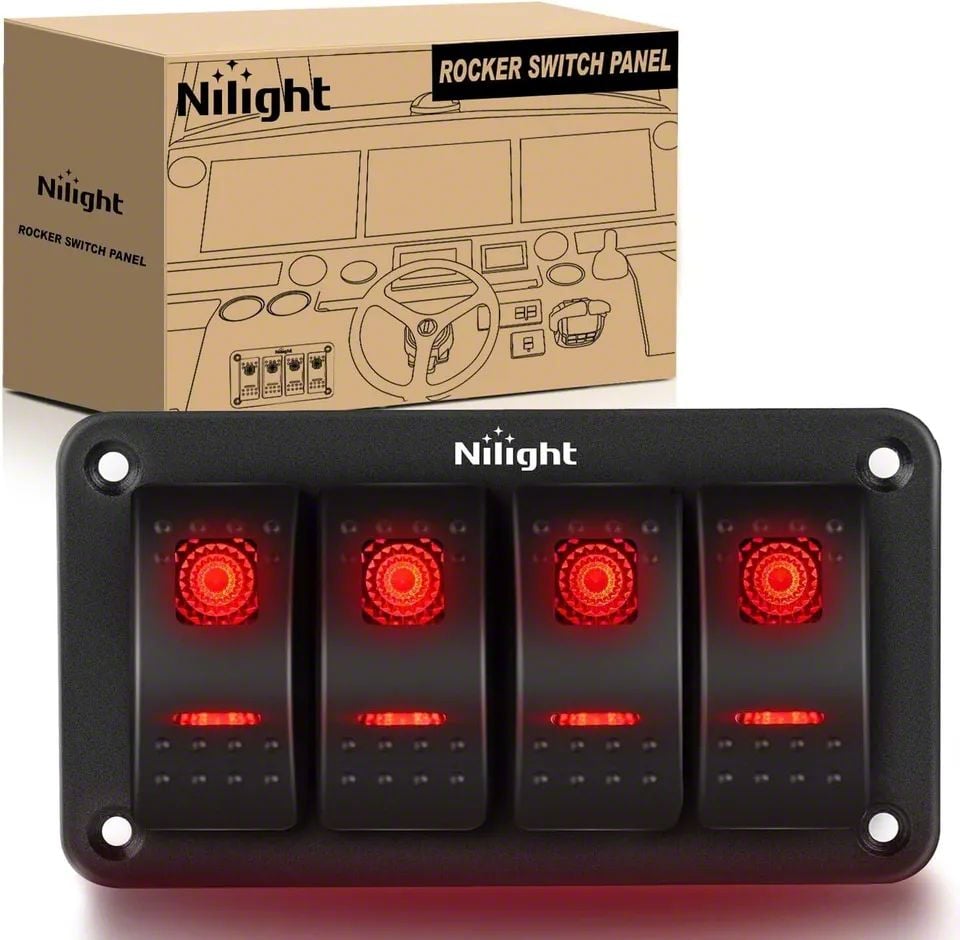 Jeep Gladiator 4-Gang Aluminum Rocker Switch Panel with Rocker Switches ...