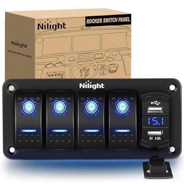 Jeep Gladiator 4-Gang Rocker Switch Panel with Dual USB Chargers and ...