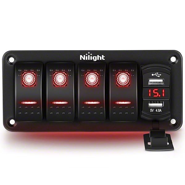 Jeep Gladiator 4-Gang Rocker Switch Panel with Dual USB Chargers and ...
