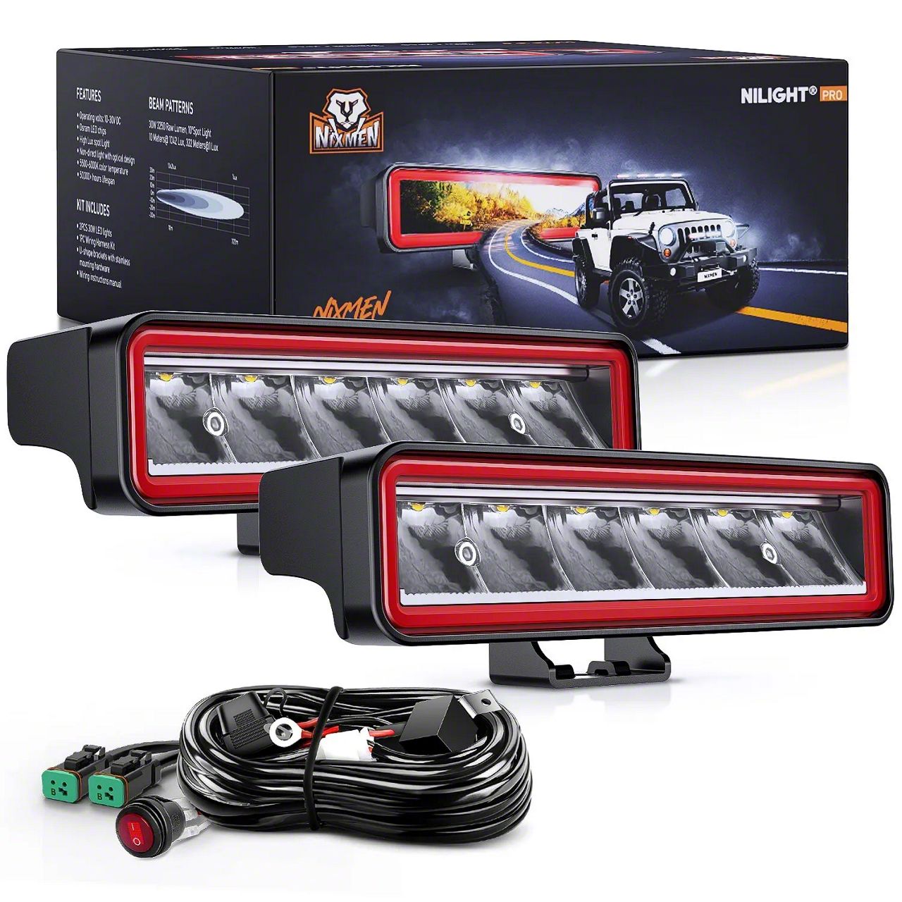Jeep Gladiator 6.50-Inch LED Light Bars; Spot Beam (Universal; Some ...