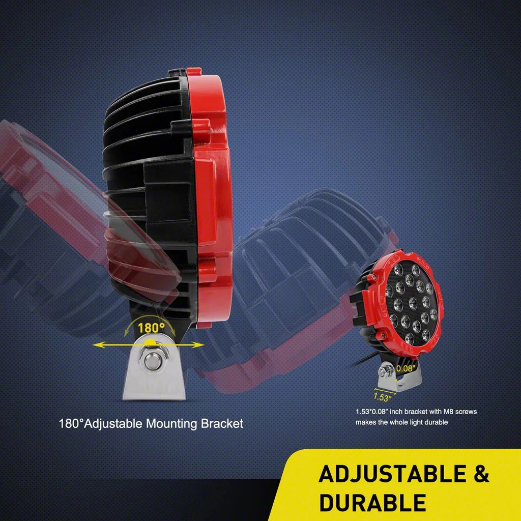 Jeep Gladiator 7-Inch Red Round LED Work Lights; Spot Beam (Universal ...