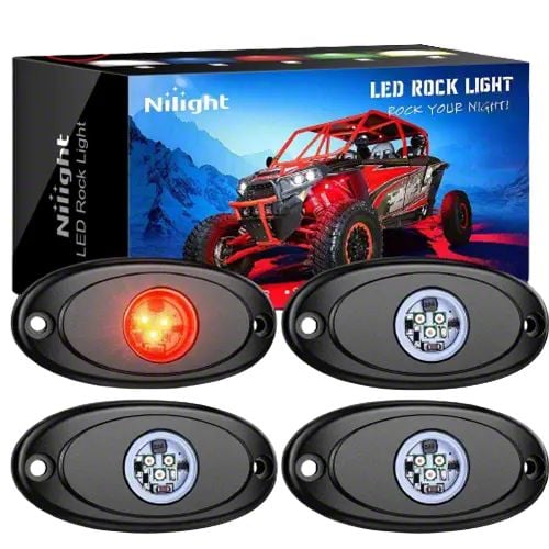 Nilight Jeep Gladiator LED Rock Lights; Red RL08C (Universal; Some Adaptation May Be Required ...