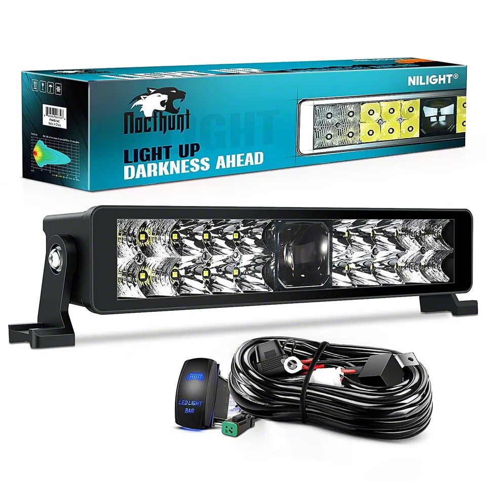 Jeep Wrangler 14-Inch 5D Pro Night Vision Dual Row 12-LED Light Bar ...