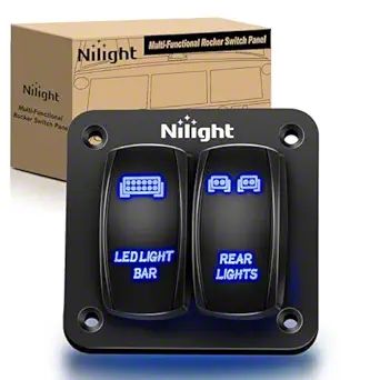 Jeep Wrangler 2-Gang Aluminum Rocker Switch Panel with LED Light Bar ...