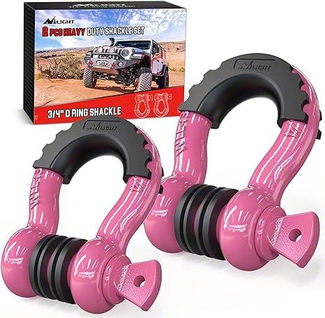 Jeep Wrangler 3/4-Inch D-Rings; Pink - Free Shipping