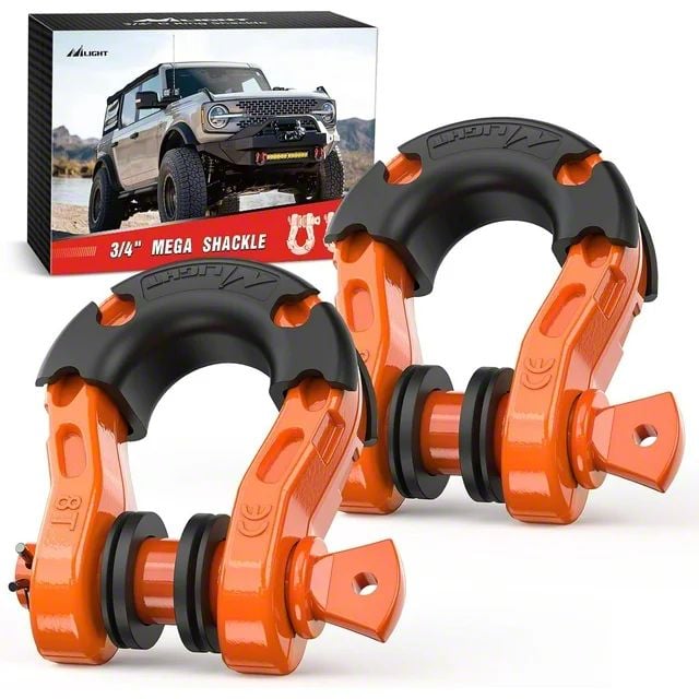 Jeep Wrangler 3/4-Inch Mega D-Rings; Orange - Free Shipping