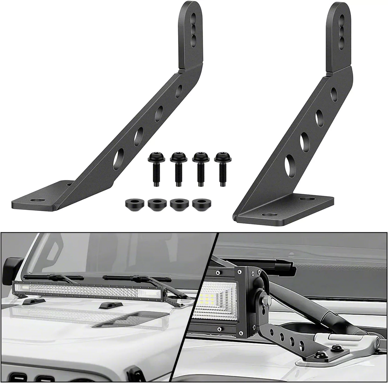 Jeep Wrangler 32-Inch Light Bar Hood Mounting Brackets (18-26 Jeep ...