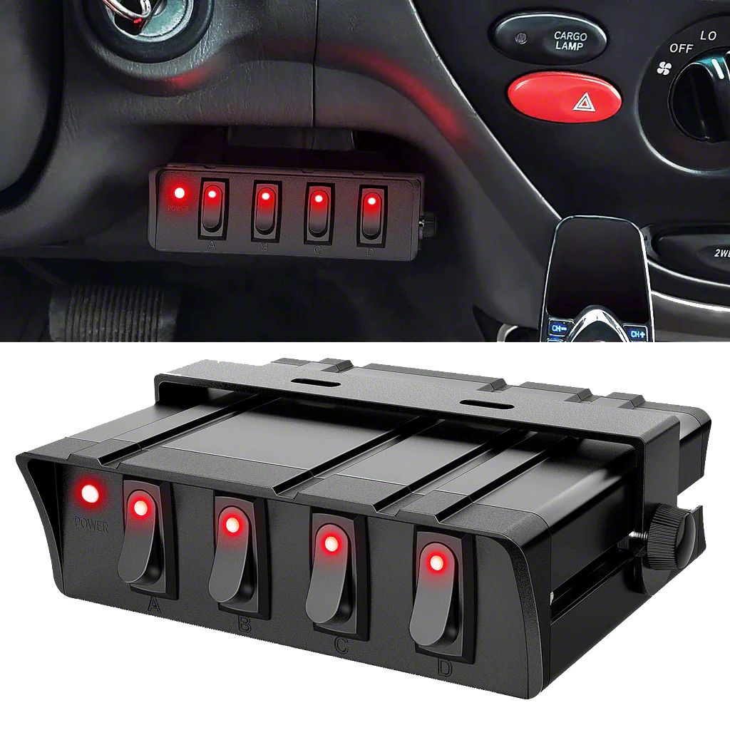 Jeep Wrangler 4-Gang Rocker Switch Box SPST Toggle Switch Panel ...