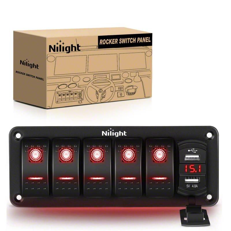 Jeep Wrangler 5-Gang Rocker Switch Panel with Dual USB Chargers and ...