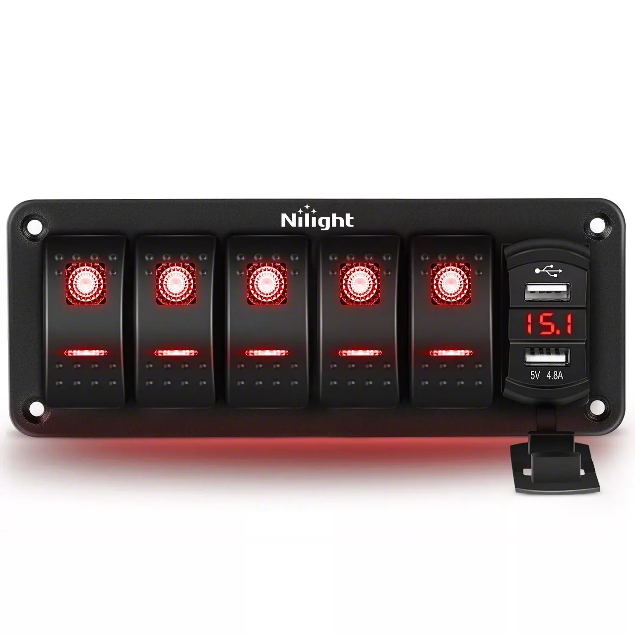Jeep Wrangler 5-Gang Rocker Switch Panel with Dual USB Chargers and ...