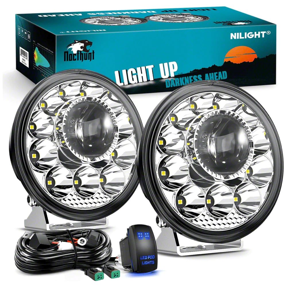 Jeep Wrangler 5.70-Inch Round 5D Pro Night Vision LED Lights; Flood ...