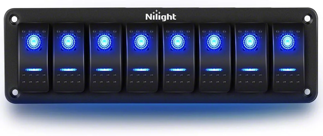 Jeep Wrangler 8-Gang Aluminum Rocker Switch Panel with Rocker Switches ...