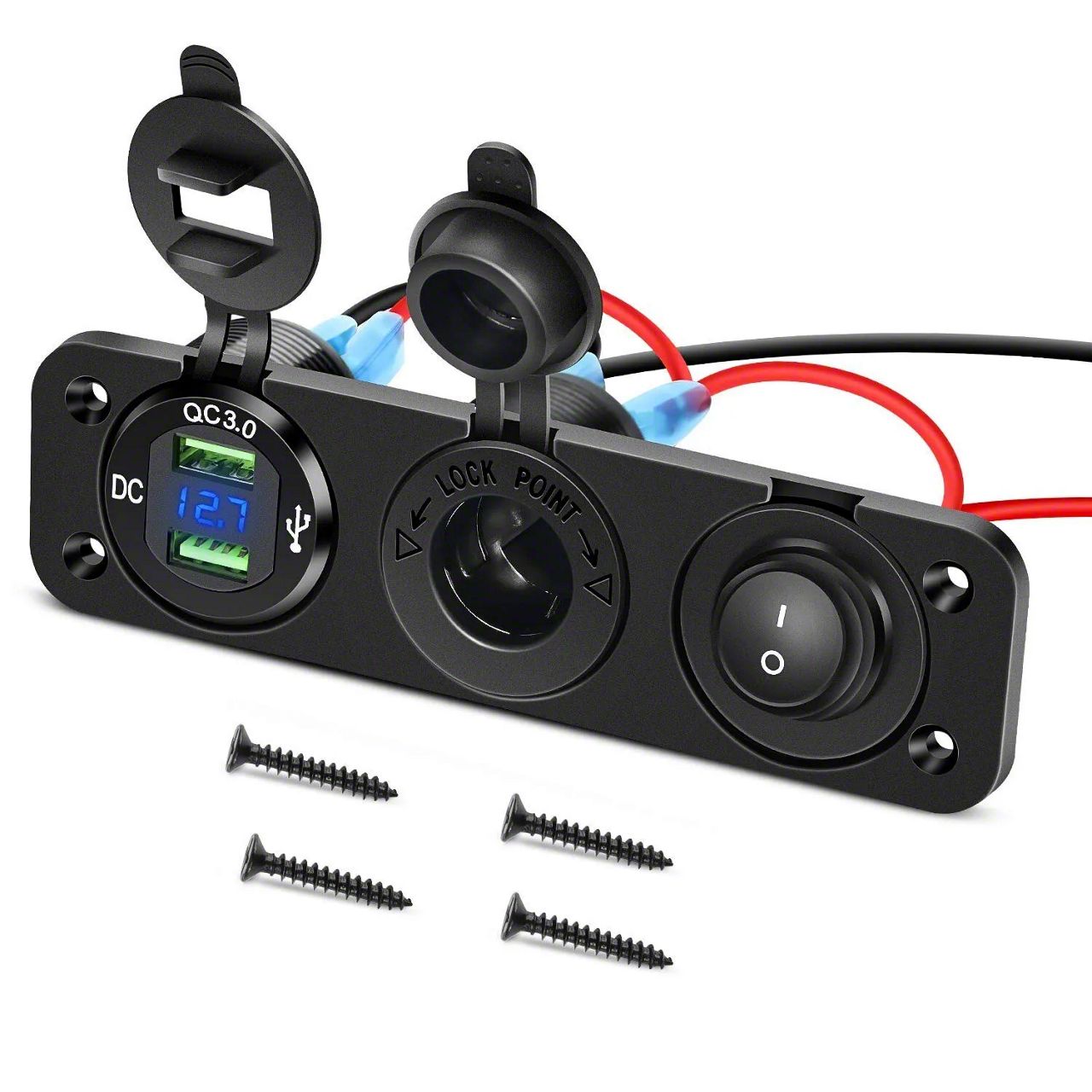 Jeep Wrangler 4-in-1 Charger Socket Panel with Dual QC3.0 USB Charger ...