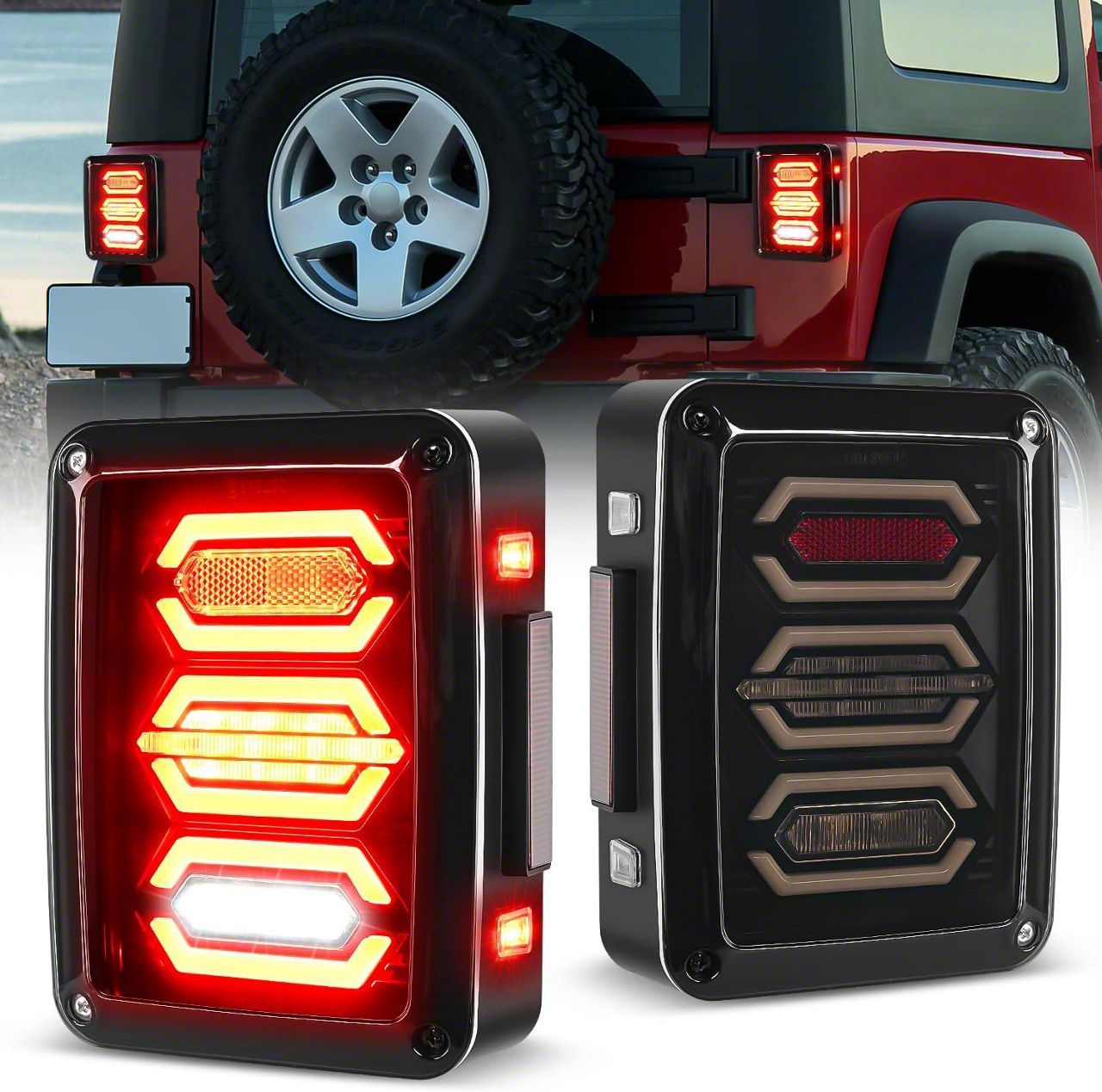 Jeep Wrangler LED Tail Lights; Black Housing; Clear Lens (07-18 Jeep ...