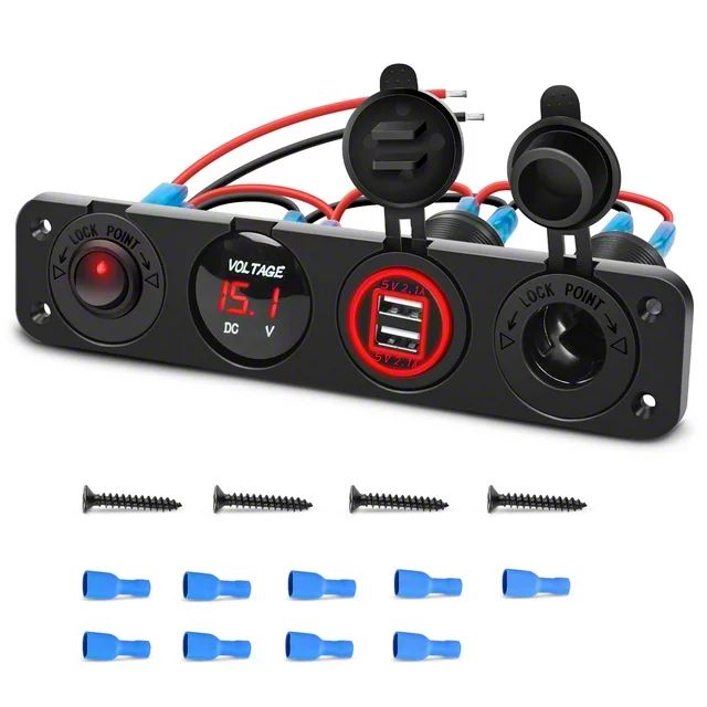 Jeep Wrangler 4-in-1 ON/OFF Charger Socket Panel with Dual USB Socket ...