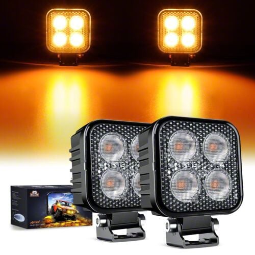 Tacoma 3-Inch LED Lights; 90-Degree Flood Beam; Amber (Universal; Some ...