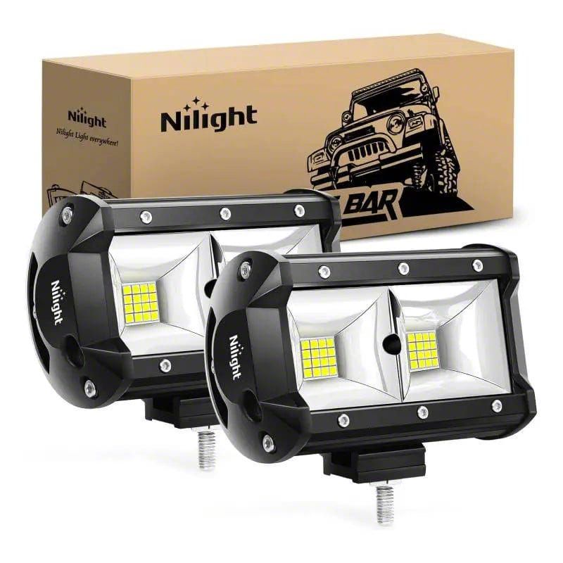 Nilight Tacoma 5-Inch Quad Row LED Lights Bars; Flood Beam 20001F-B ...