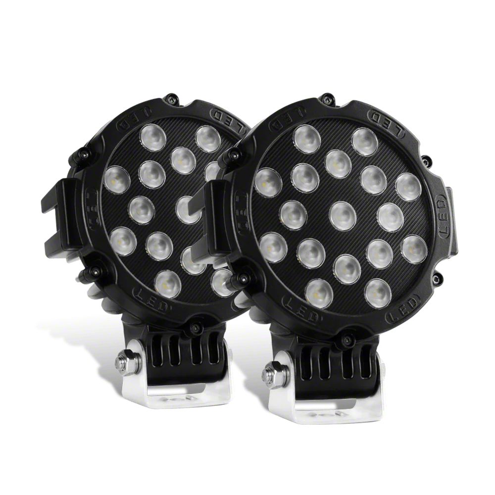 Titan 7-Inch Black Round LED Work Lights; Flood Beam (Universal; Some ...