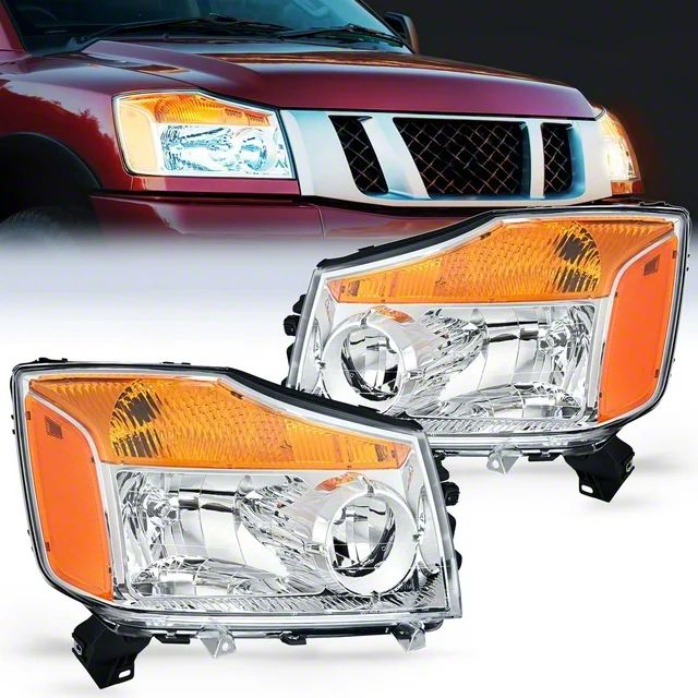 Titan OE Style Headlights with Amber Corners; Chrome Housing; Clear ...