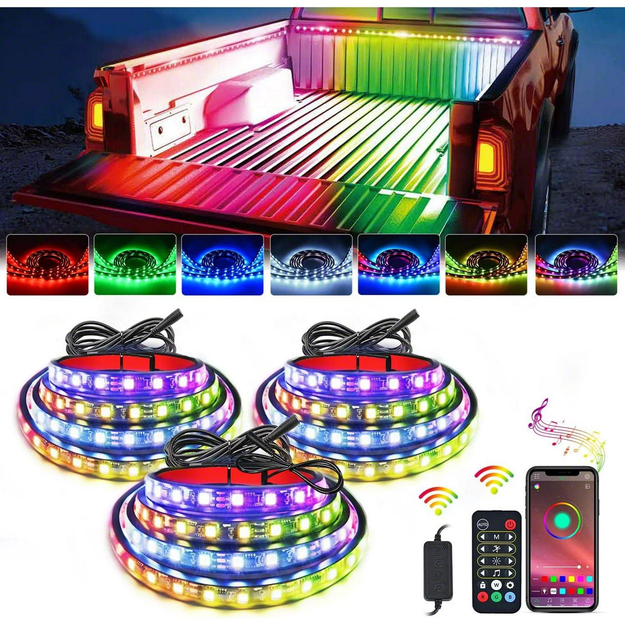 Nilight Tundra 3-Piece RGB Truck Bed Light Strip Kit; 60-Inch TR-119-C ...