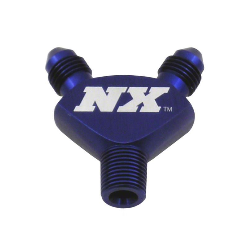 Nitrous Express Universal XT Billet Pure-Flo Y Fitting; 1/8 NPT x 3 AN x 3 AN; Blue 16078 - Free ...