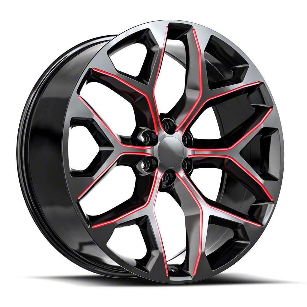 OE Revolution Titan XD G-09 Gloss Black and Red Milled 6-Lug Wheel; 24x10; 31mm Offset G09 ...