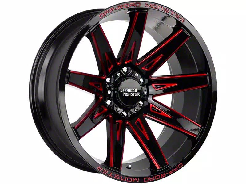Off-Road Monster Toyota 4-Runner M25 Gloss Black Candy Red Milled 6-Lug ...